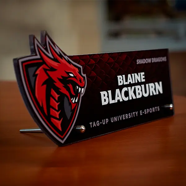 Acrylic Profile Desk Plate with Stand-Offs | Tag-Up